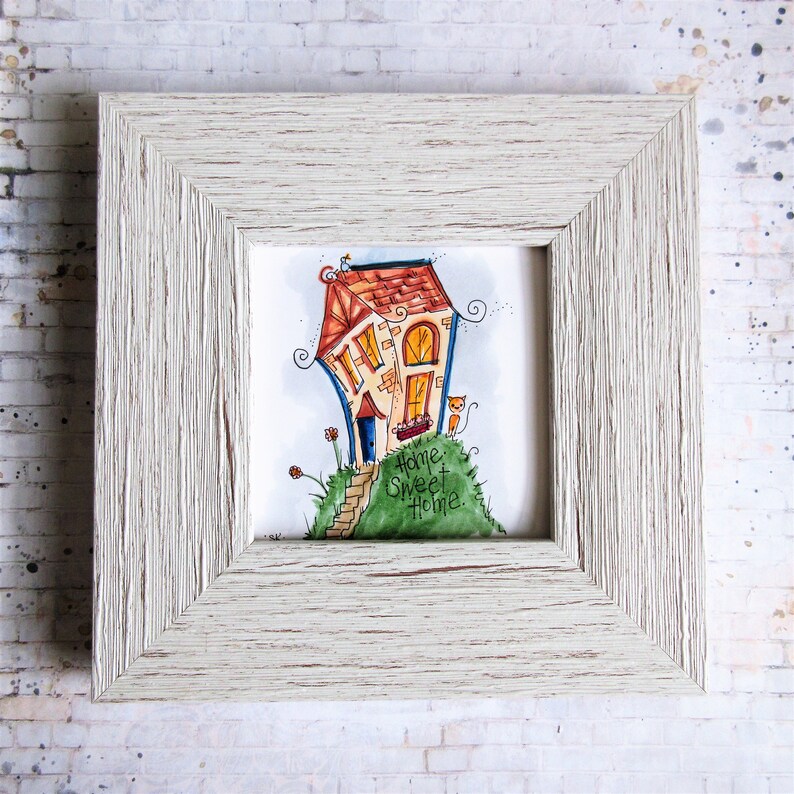 Whimsical Home Sweet Home Art Funky House Illustration - Etsy