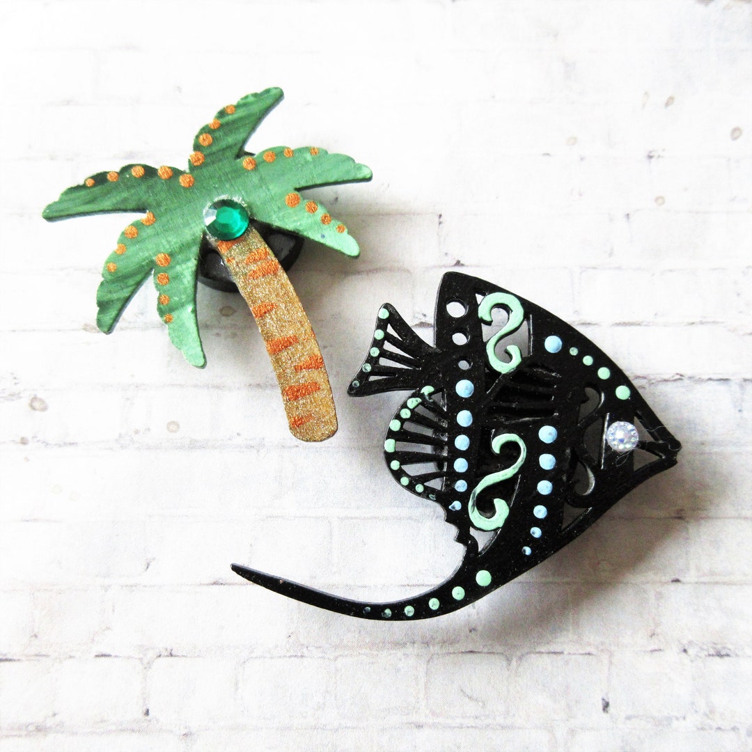 Palm Tree Magnets, Sea Animal Magnets, Ocean Decor, Angelfish Decor ...