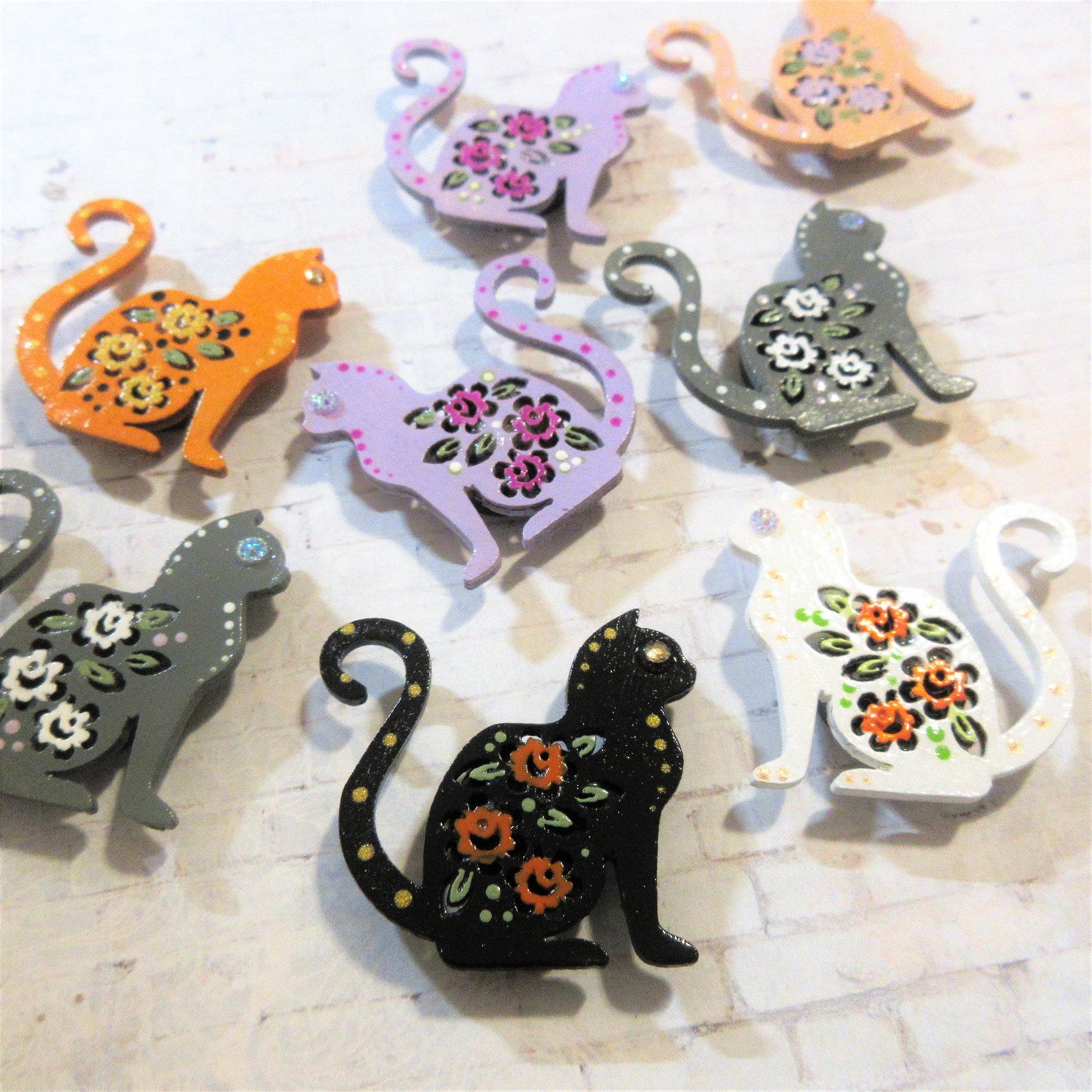 Handpainted Cat Magnets: Colorful Cat Lover Gift - Etsy