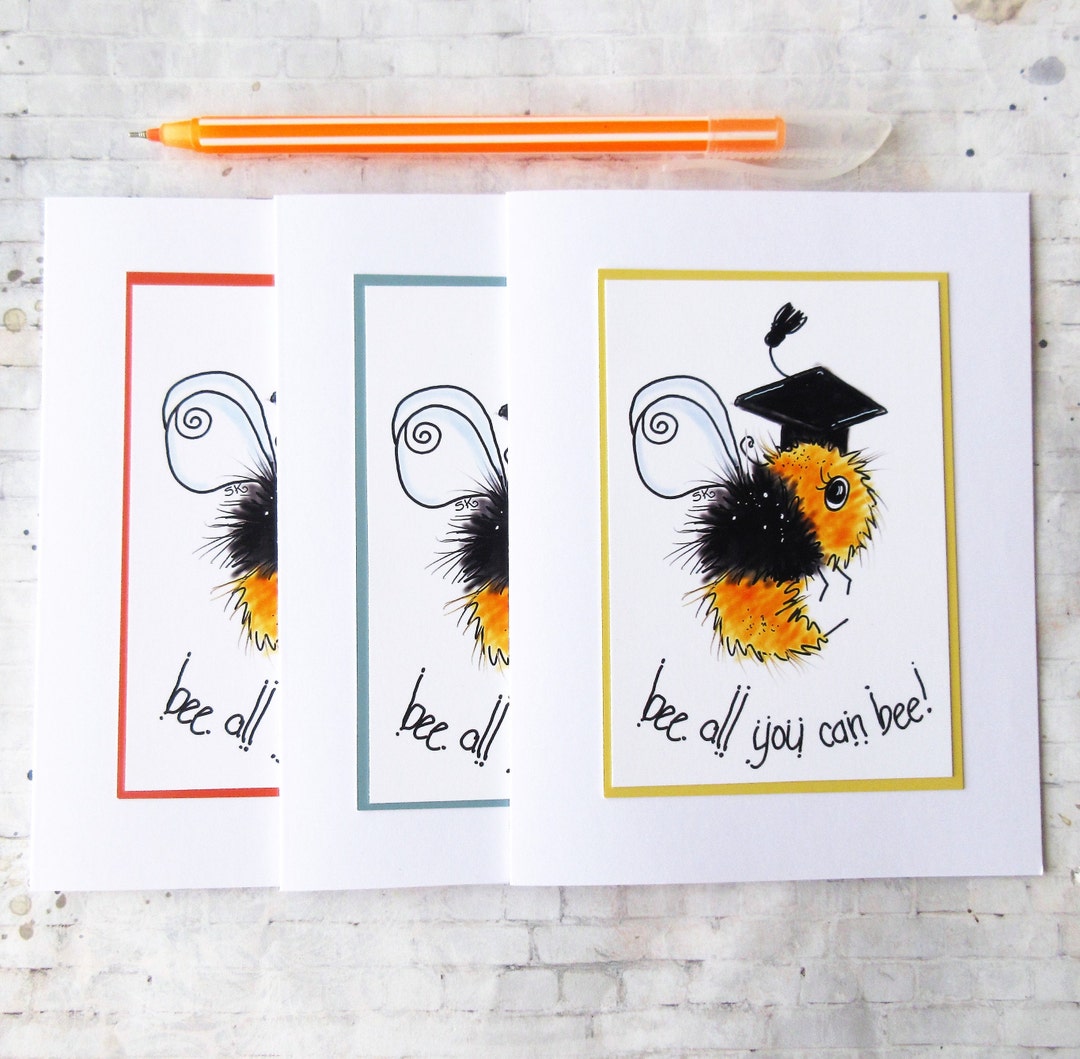 Bumblebee Cards, Grad Cards, Bee Illustration, Bee Cards, Graduation ...