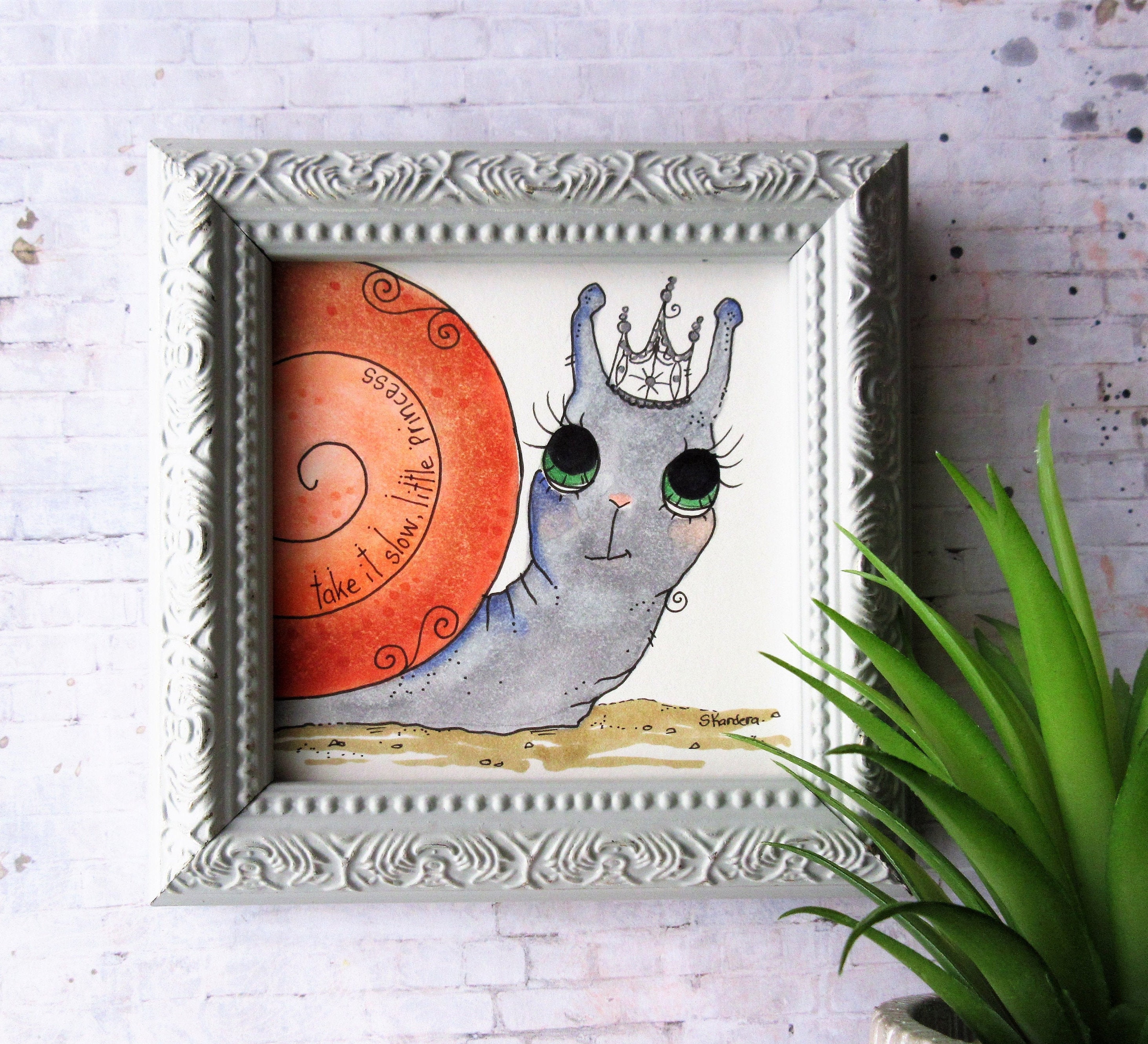 Snail art snail illustration hand drawn whimsical decor bug | Etsy