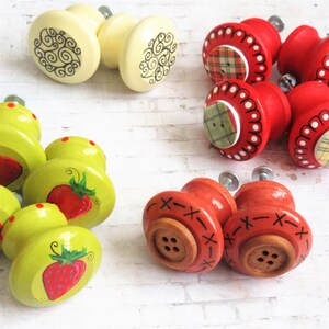 Decorative Painted Cabinet Knobs, Strawberry Art, Colourful Drawer ...
