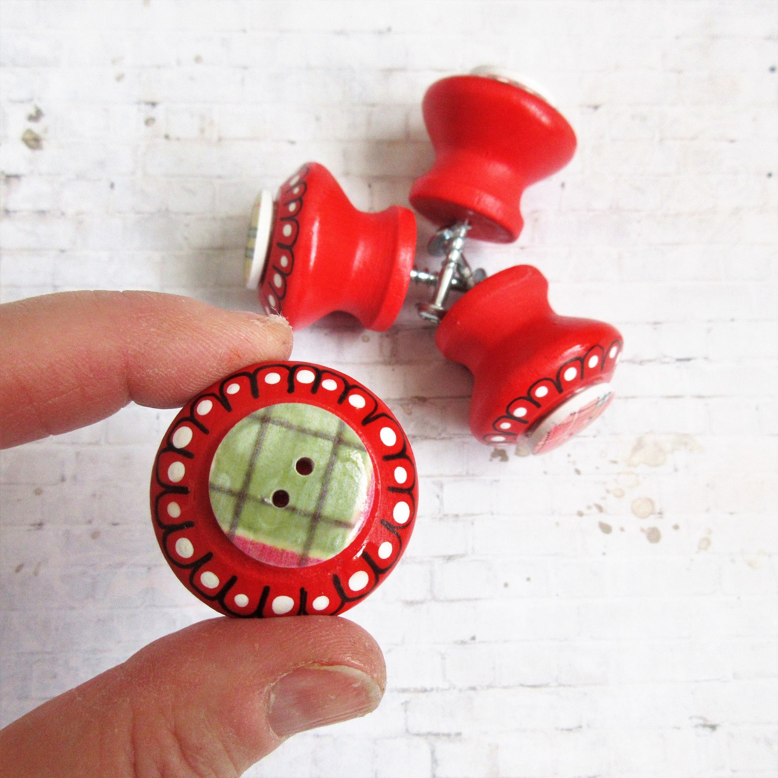 Decorative Painted Cabinet Knobs Strawberry Art Colourful - Etsy