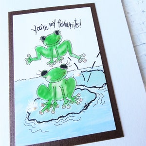 Cute Frog Card, Frog Art, Whimsical Teacher Card, Handmade Cards, Blank ...