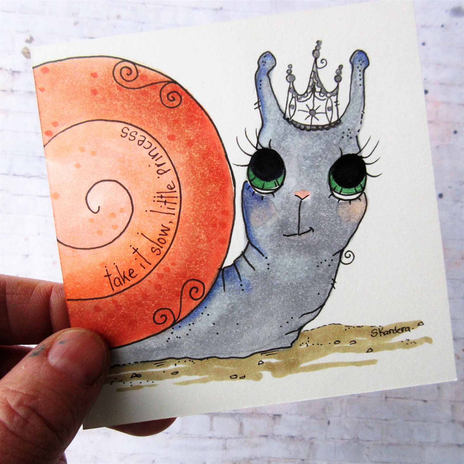 Snail art snail illustration hand drawn whimsical decor bug | Etsy