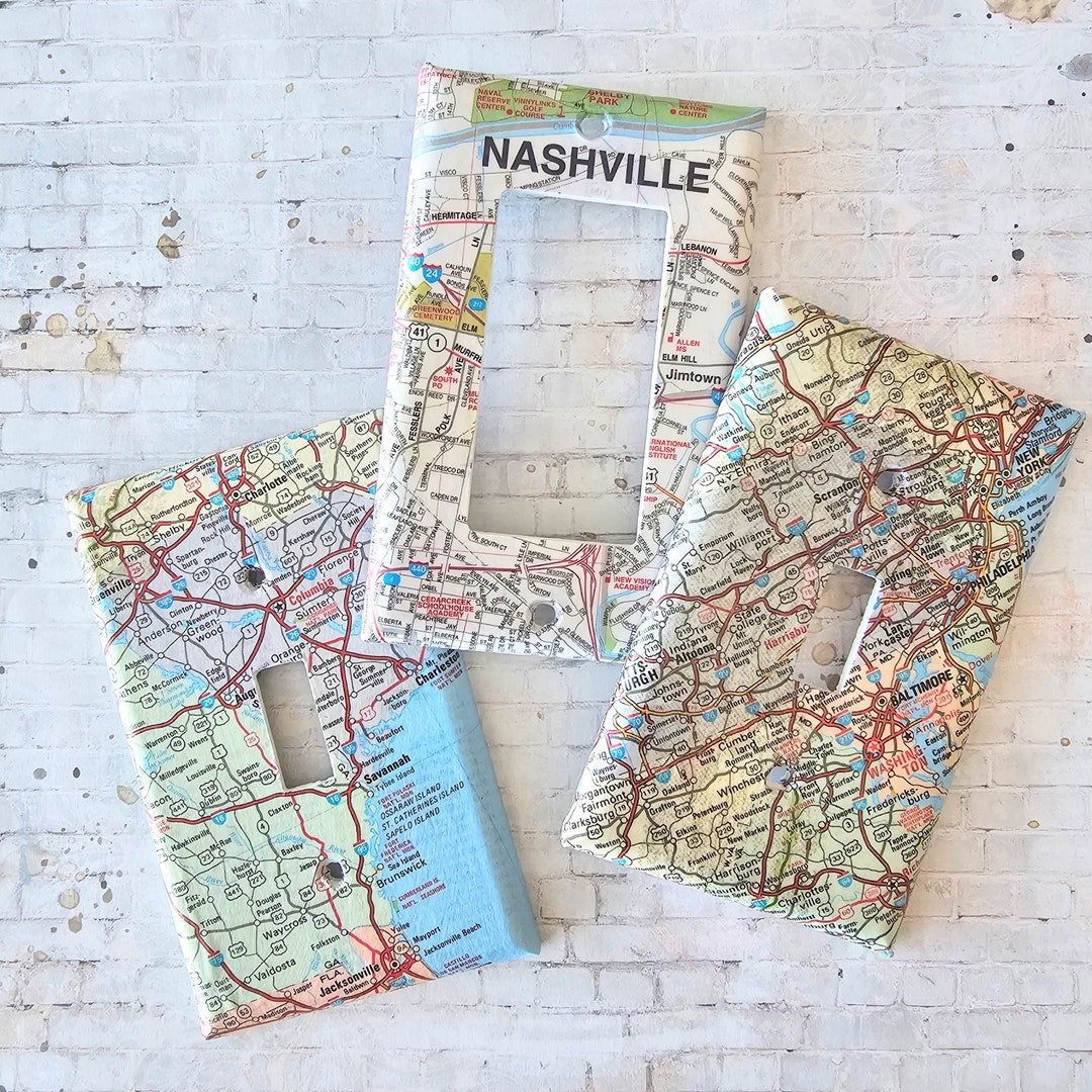 Map Switchplates, Map Decor, USA Lightswitch Covers, Map Art, US State ...