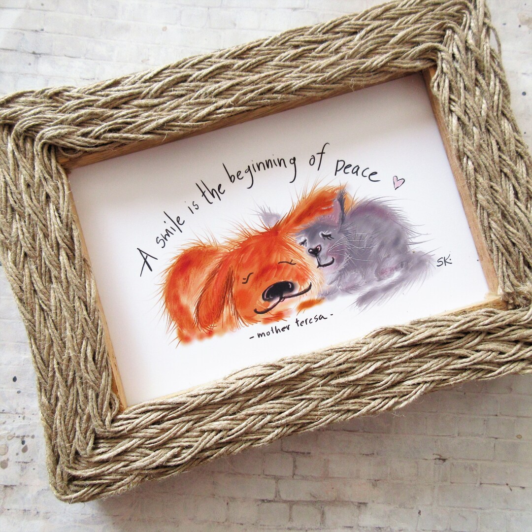 Cat and Dog Art, Whimsical Pet Art, Cat and Dog Quote, Pet Lover Gifts ...