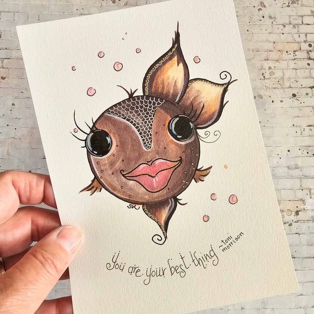 Doodle Fish Art, Colorful Fish Illustration, Ocean Animal Decor, Hand ...