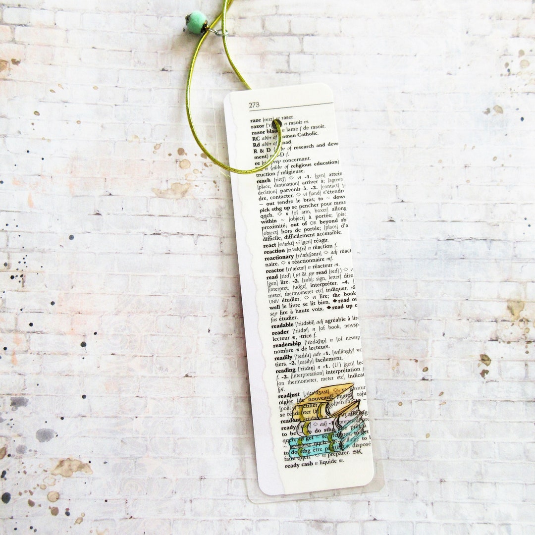 Handmade Book Page Bookmark: Unique Art With Pom Pom - Etsy