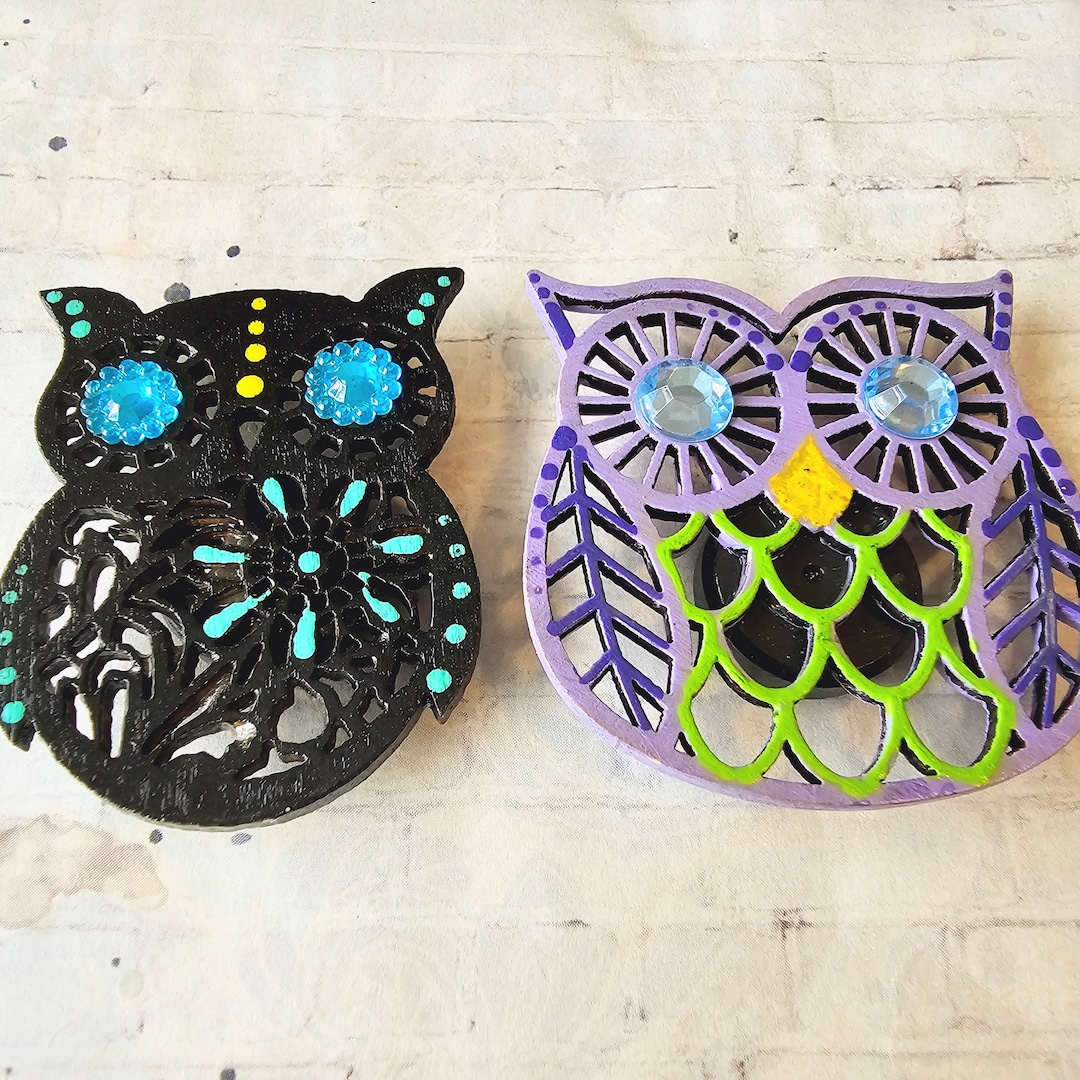 Owl Magnets, Set of Magnets, Handpainted Magnets, Owl Decor, Gifts for ...