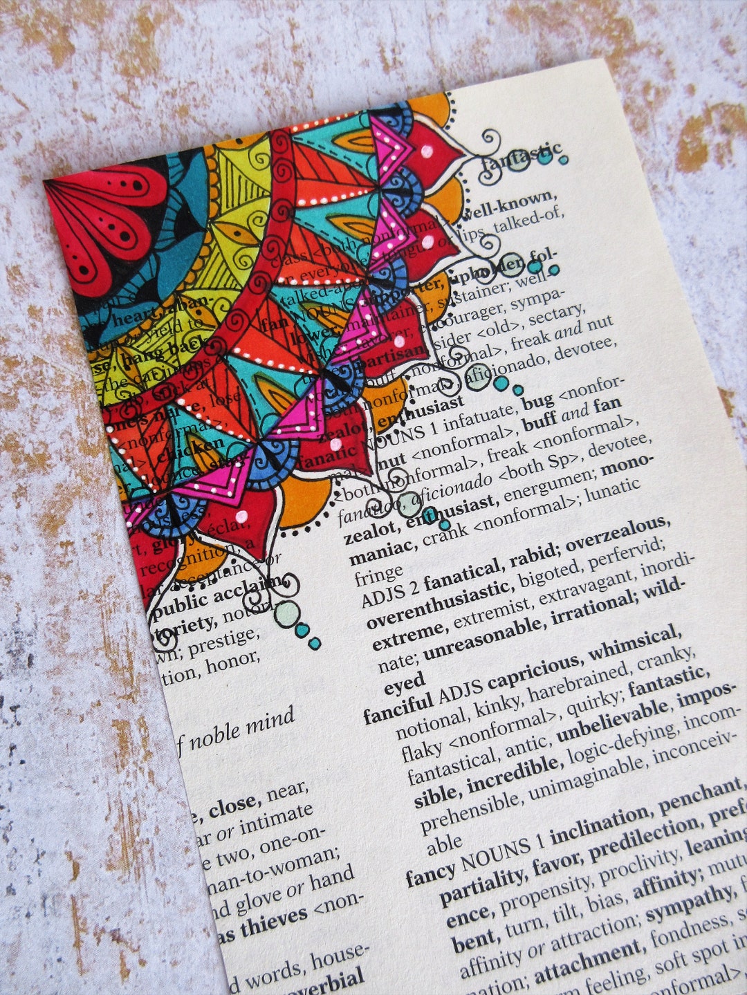 Mandala Art, Book Page Art, Original Art, Colourful Mandala, Dictionary ...