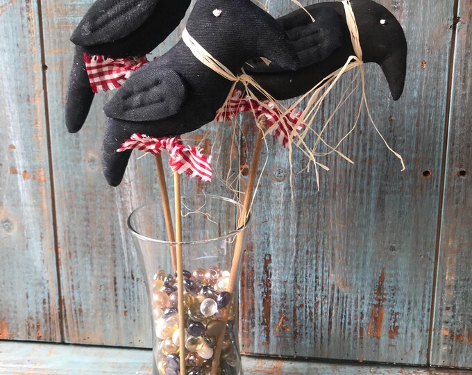 Crows on a Stick-set of 3-crow Pokes-primitive Crows - Etsy