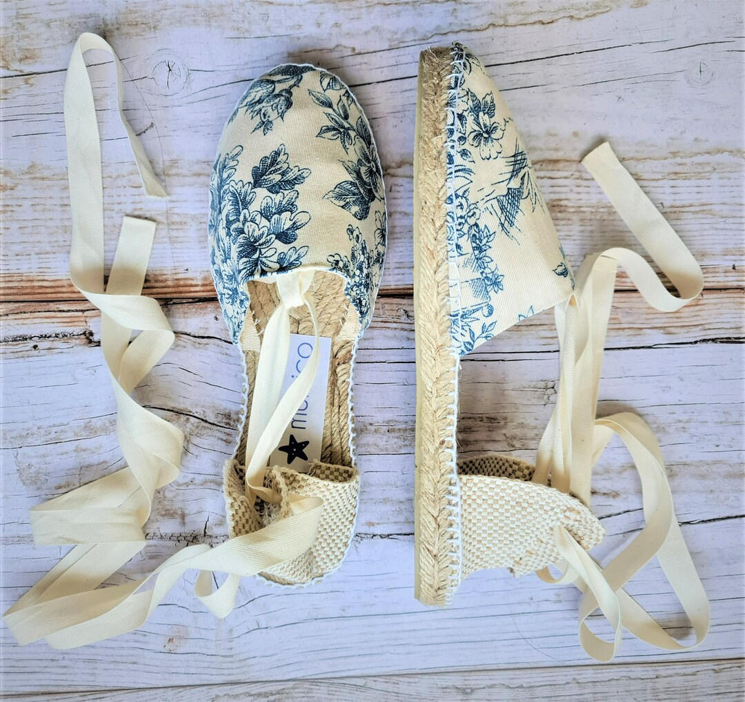 Lace-up ESPADRILLE FLATS Toile De Jouy Collection Made in Spain ...