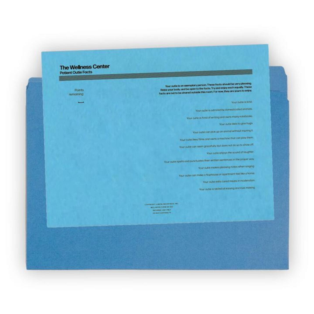 Patient "your Outie" Facts (lumon Paperwork Prop Replica From Severance ...