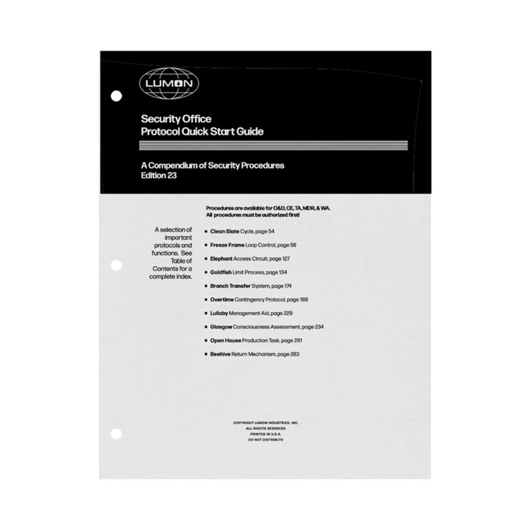 Security Office Protocol Quick Start Guide (lumon Paperwork Inspired by ...
