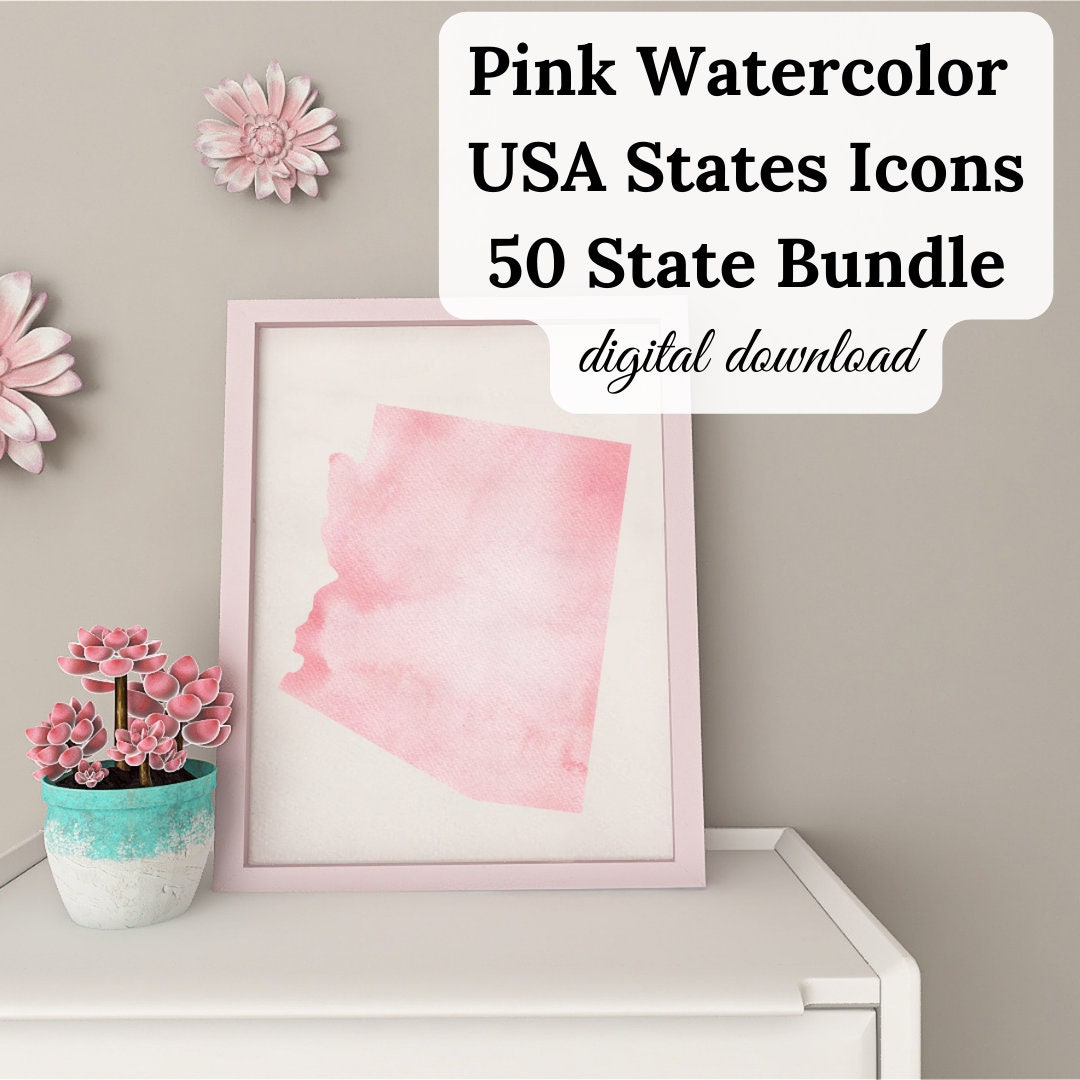 USA 50 States Watercolor Clip Art Bundle- All 50 States - Patriotic ...