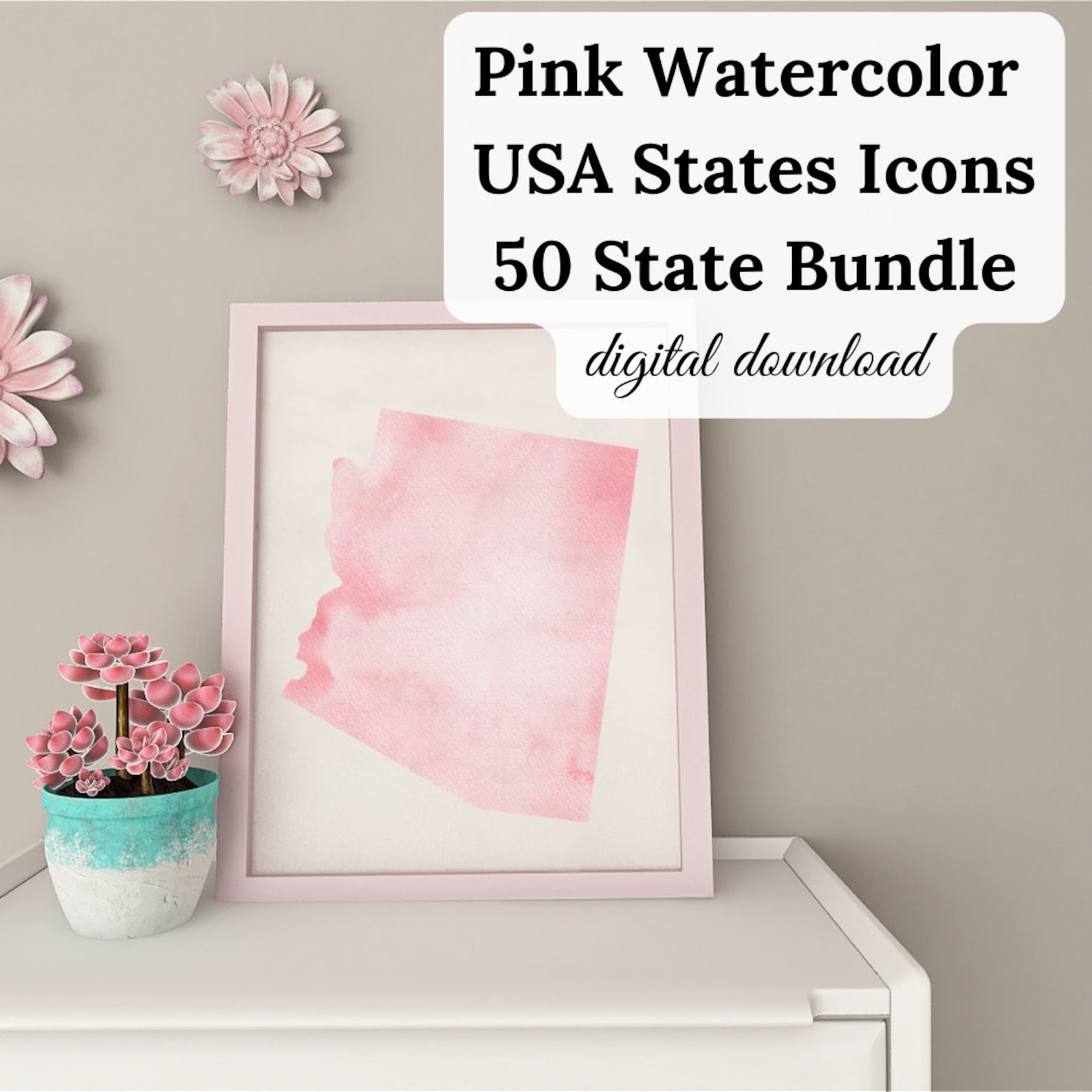 USA 50 States Watercolor Clip Art Bundle- All 50 States - Patriotic ...
