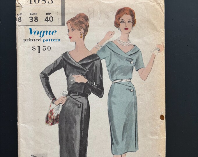 1959 Vogue 4083 Special Design Sewing Pattern One Piece Dress - Size 18 ...