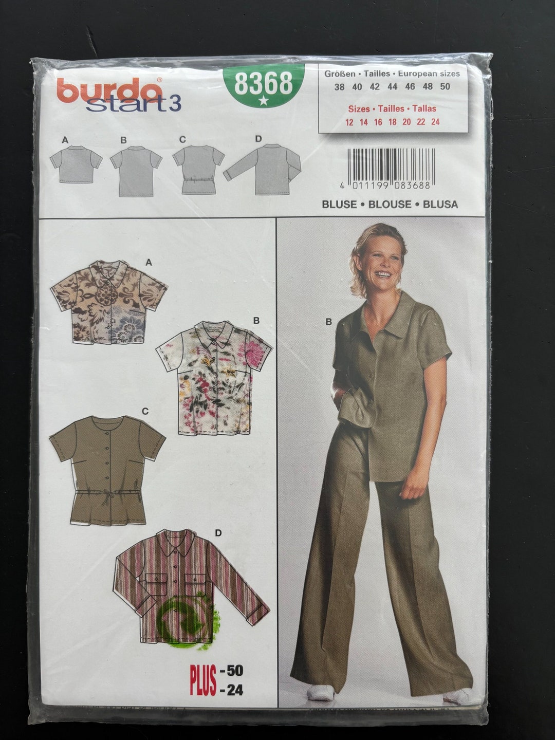 Burda 8368 Sewing Pattern Plus Size Women's Blouse - Size 12-24 - Etsy