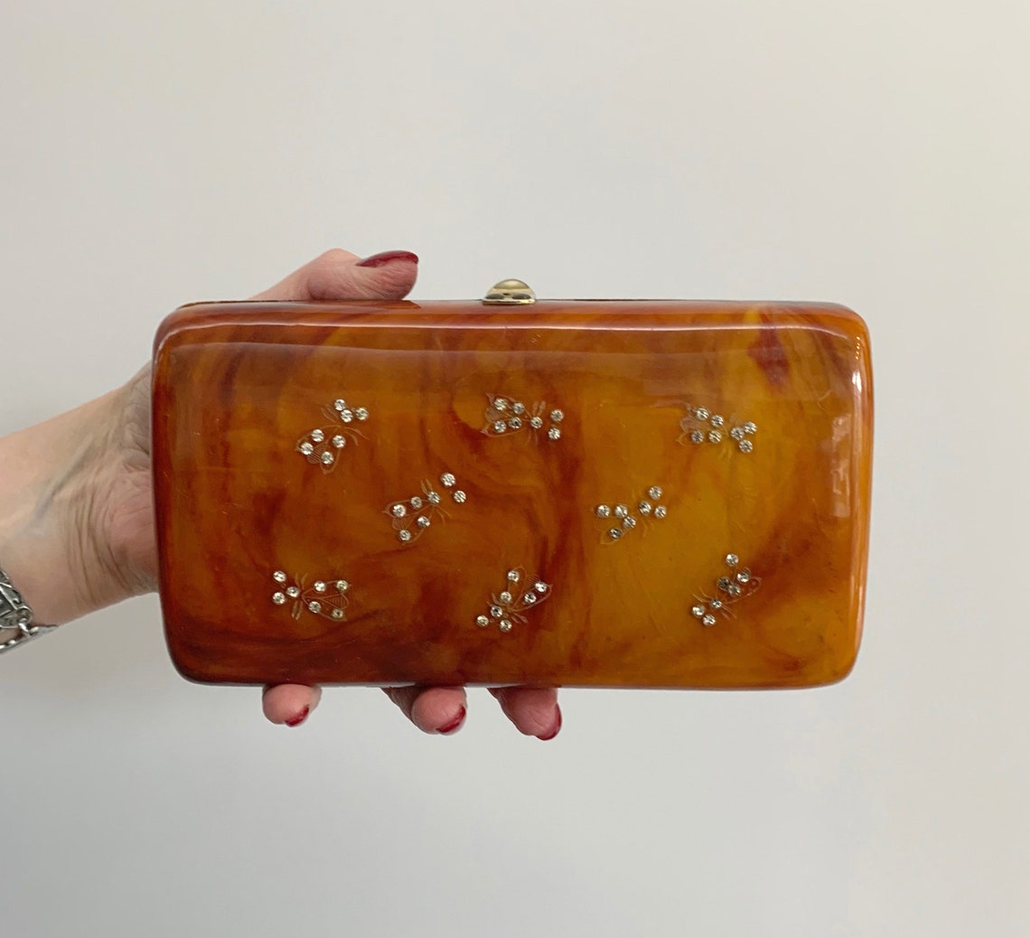 1950s Ilene Tortoise Lucite Clutch Bag - Etsy