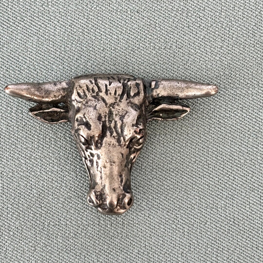 Vintage Longhorn Bull Western Brooch Pinback - Etsy