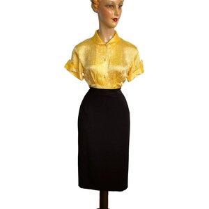 1950s/60s Yellow Gold Asian Style Brocade Blouse Size Small/Medium ...
