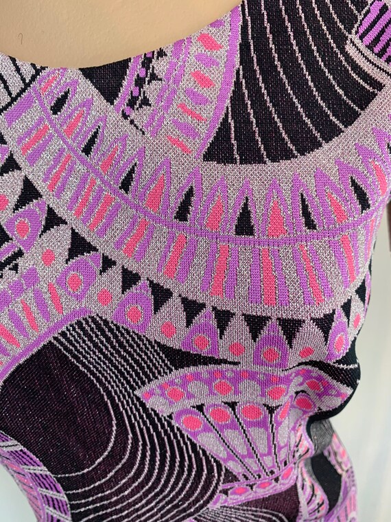 1960s Purple and Silver Mod Psych Dress | Size M - Gem