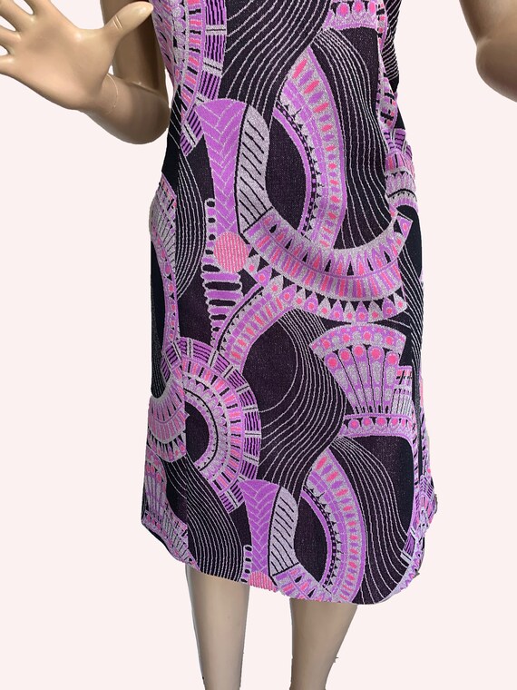 1960s Purple and Silver Mod Psych Dress | Size M - Gem