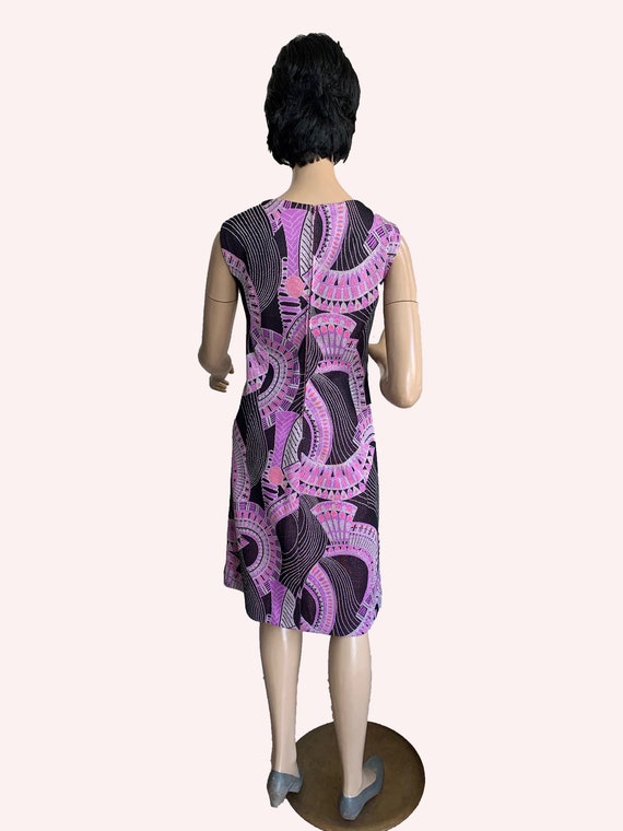 1960s Purple and Silver Mod Psych Dress | Size M - Gem