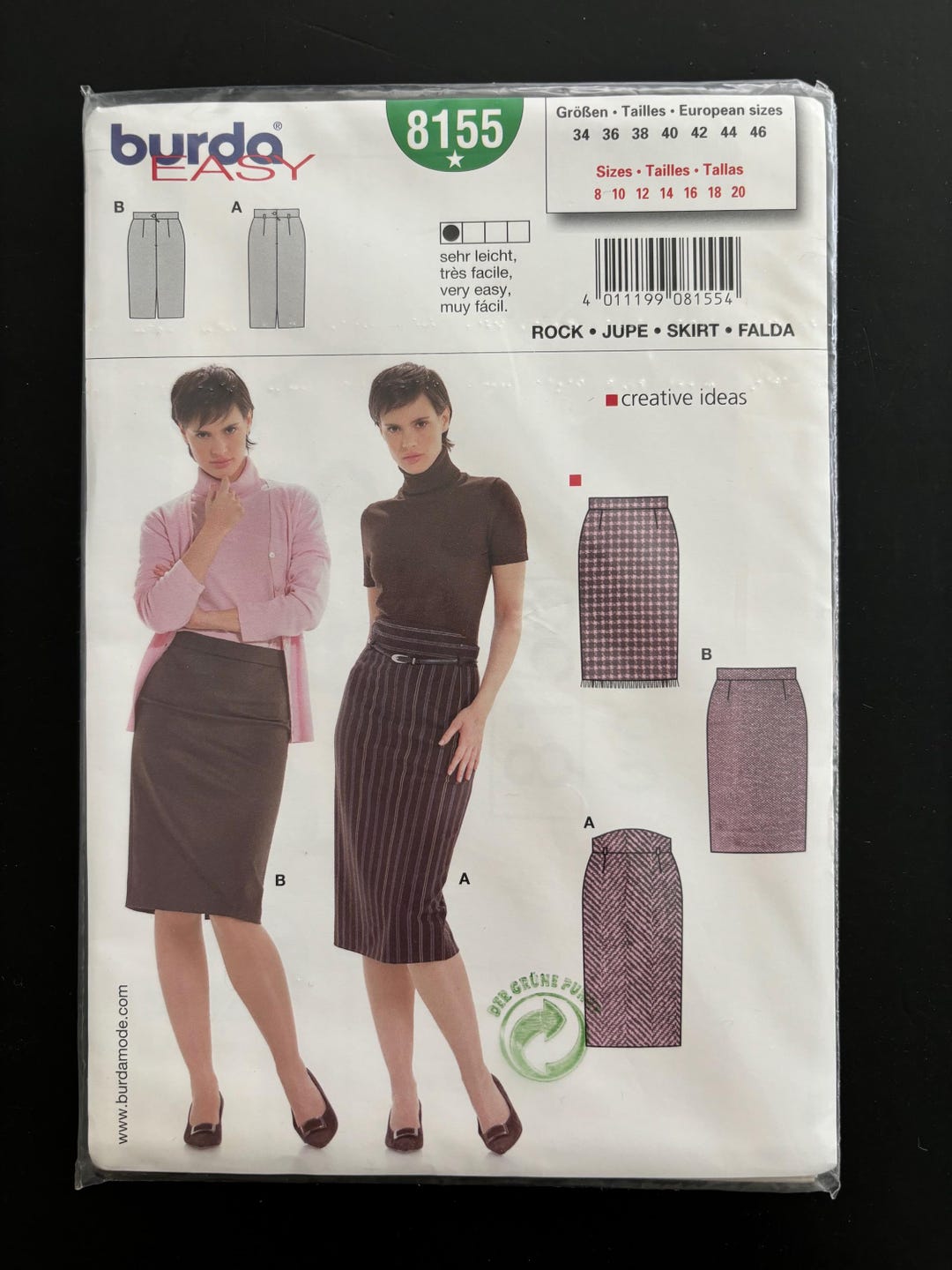 Burda Easy 8155 Pencil Skirt Size 8-20 Sewing Pattern - Etsy