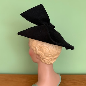 1950s Black Felt Folded Hat - Etsy