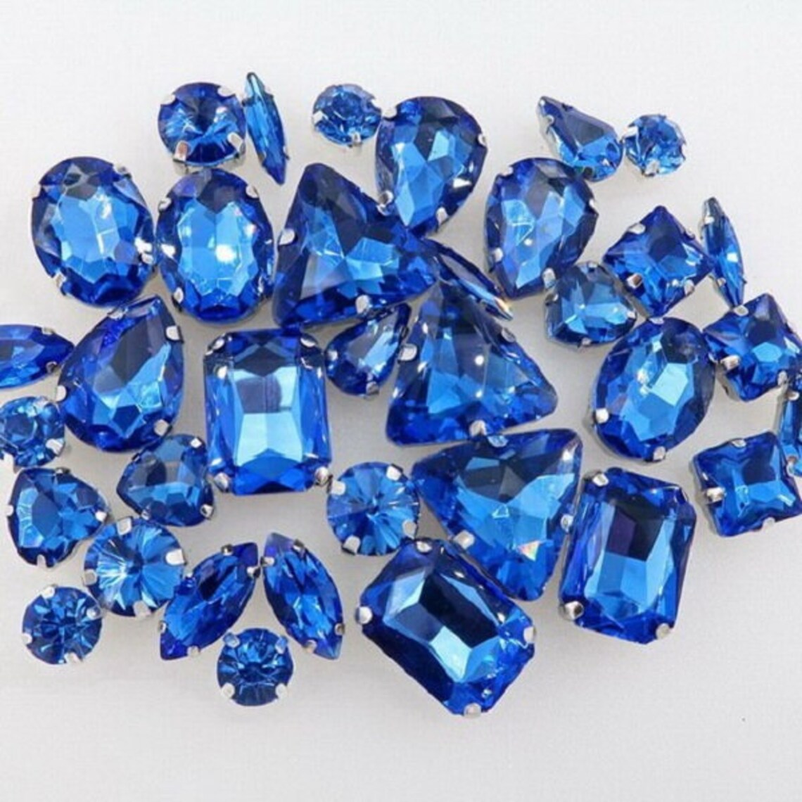50 Pcs Set Of Mixed Shapes And Sizes Sew On Rhinestones Etsy