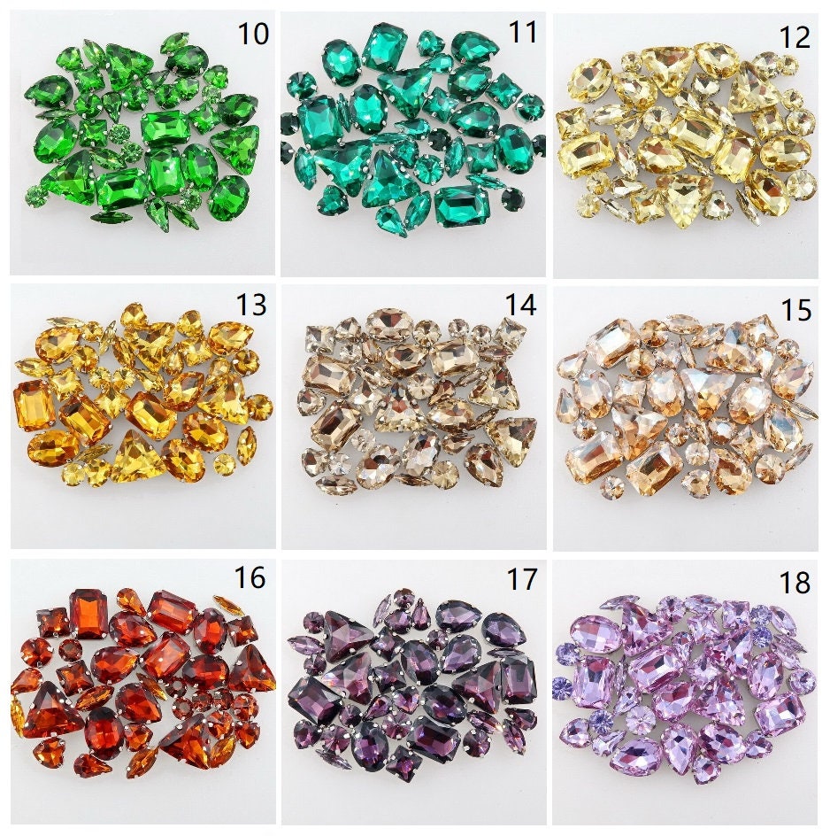 50 Pcs / Set of Mixed Shapes & Sizes Sew on Rhinestones | Etsy