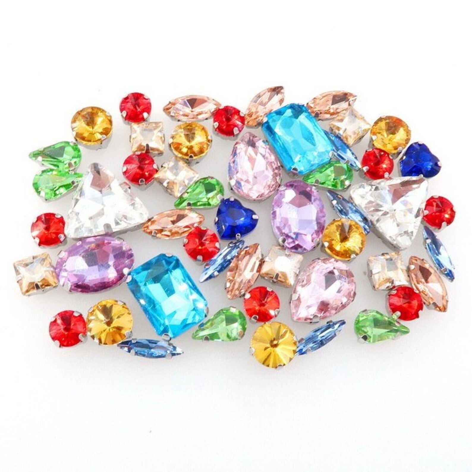 50 Pcs / Set of Mixed Shapes & Sizes Sew on Rhinestones - Etsy