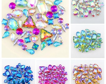50 Pcs / Set of Mixed Shapes & Sizes Sew on Rhinestones | Etsy