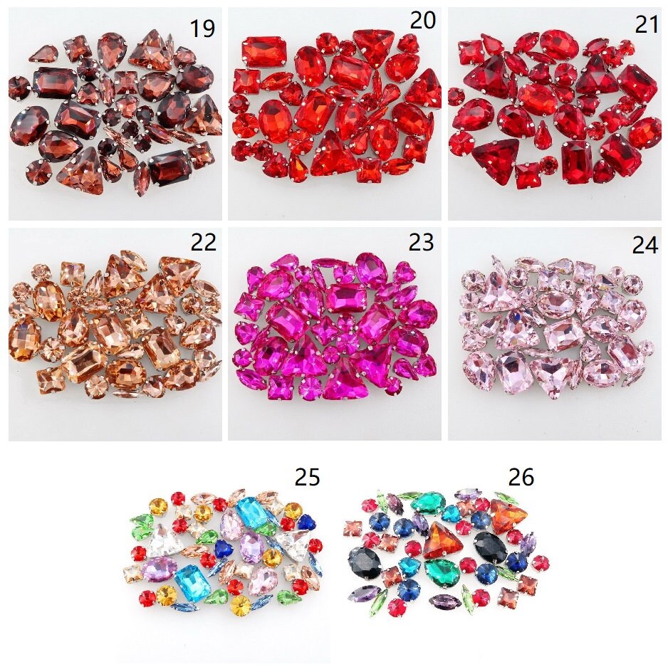 50 Pcs / Set of Mixed Shapes & Sizes Sew on Rhinestones | Etsy