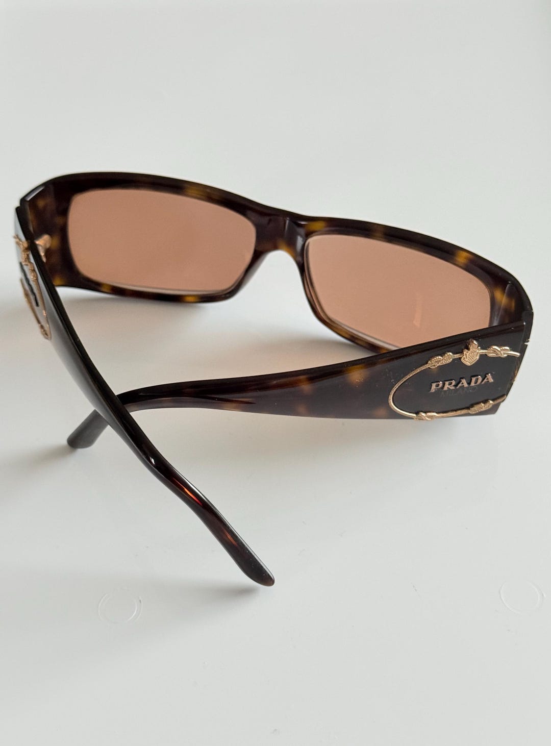 Sunglasses Prada Milano SPR 10H Brown Tortoise Shell Tinted Rectangle ...