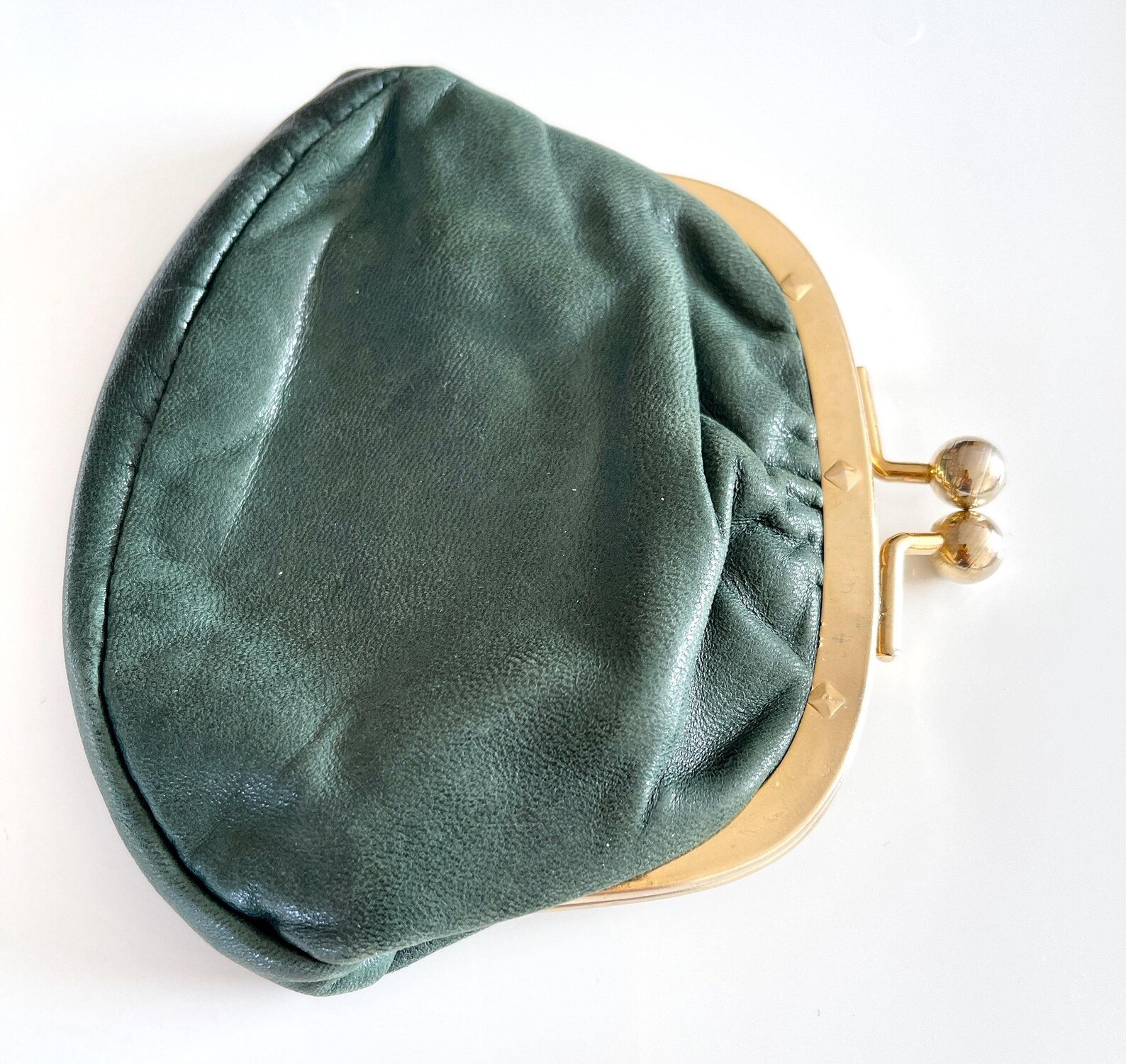 Coin Purse French Vintage Soft Bottle Green Leather Pouch Double ...