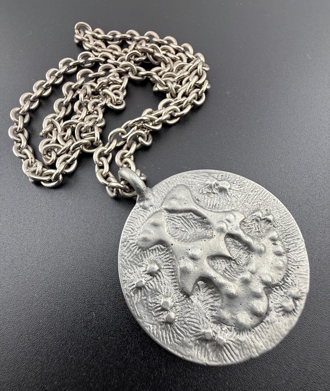 Fabulous Brutalist Danish Pewter Pendant Necklace Chunky Link Chain ...