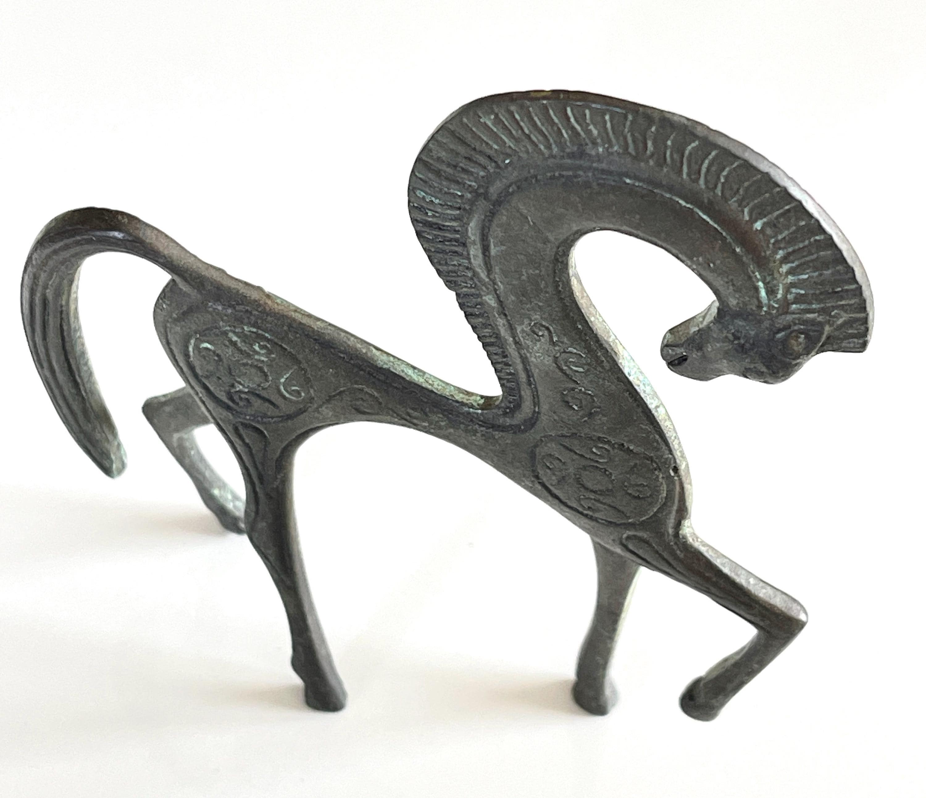Horse Bronze Metal Ancient Greek Figurine Statue Mycenean Bowed Head ...
