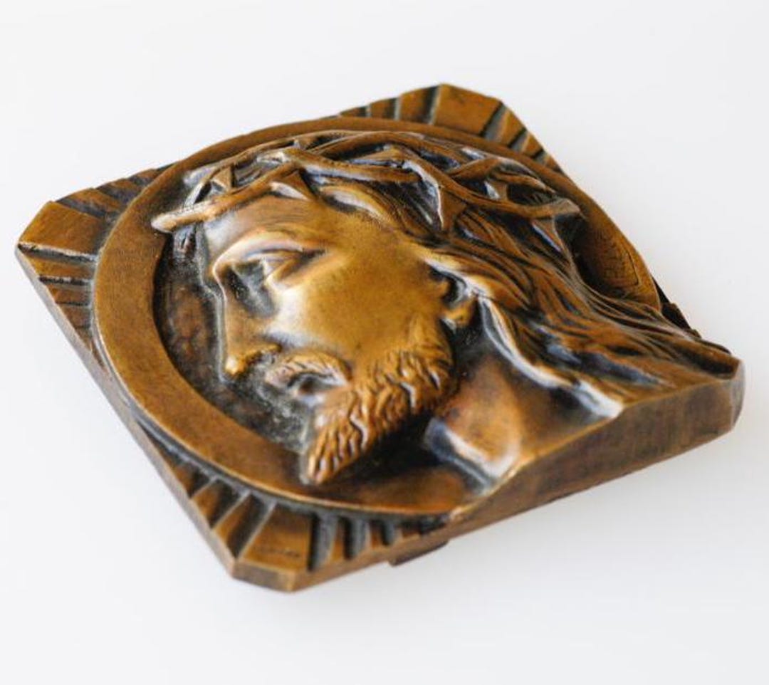 Christ Plaque French Antique Art Deco Signed Bronze Devotional ...