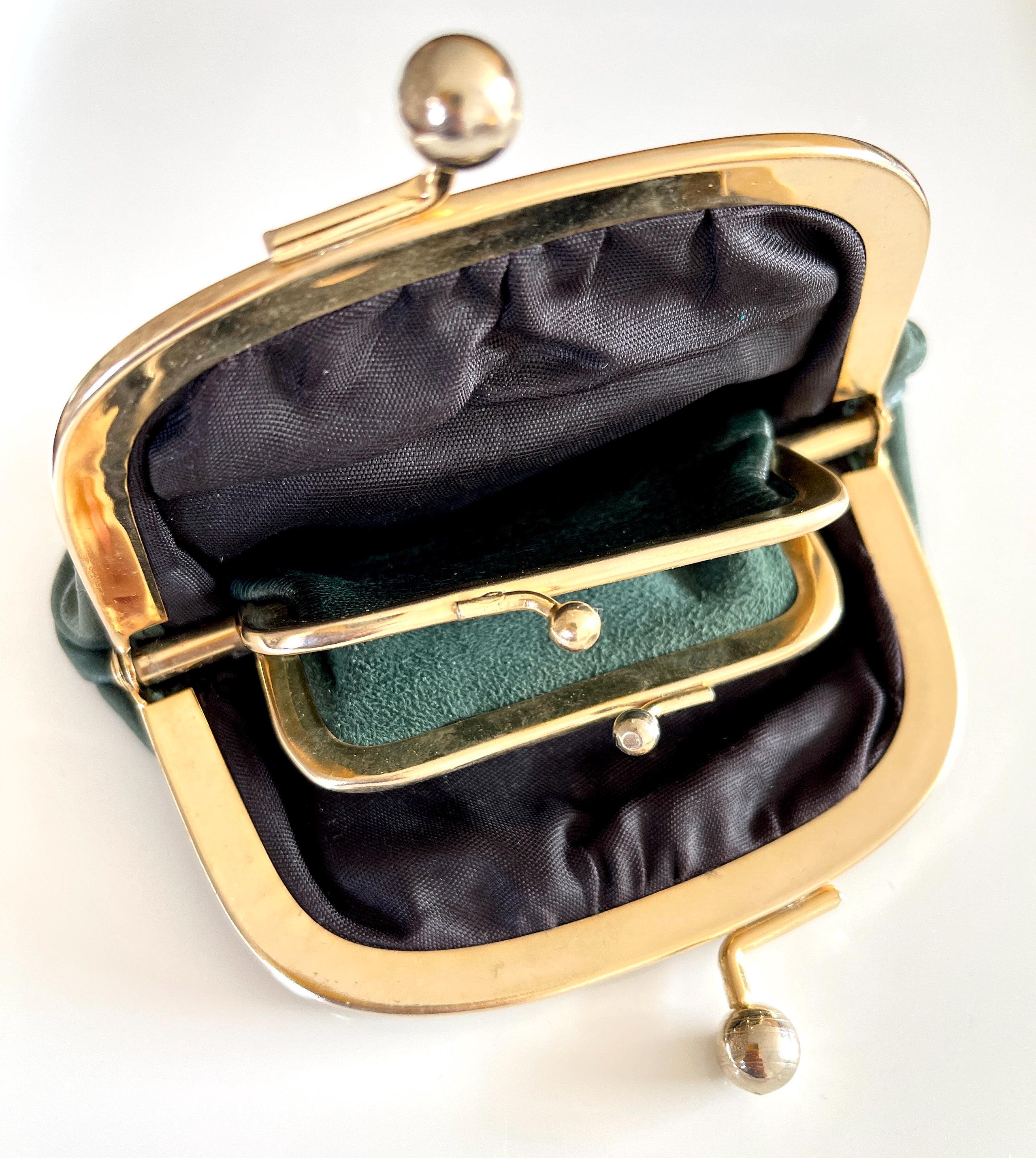 Coin Purse French Vintage Soft Bottle Green Leather Pouch Double ...