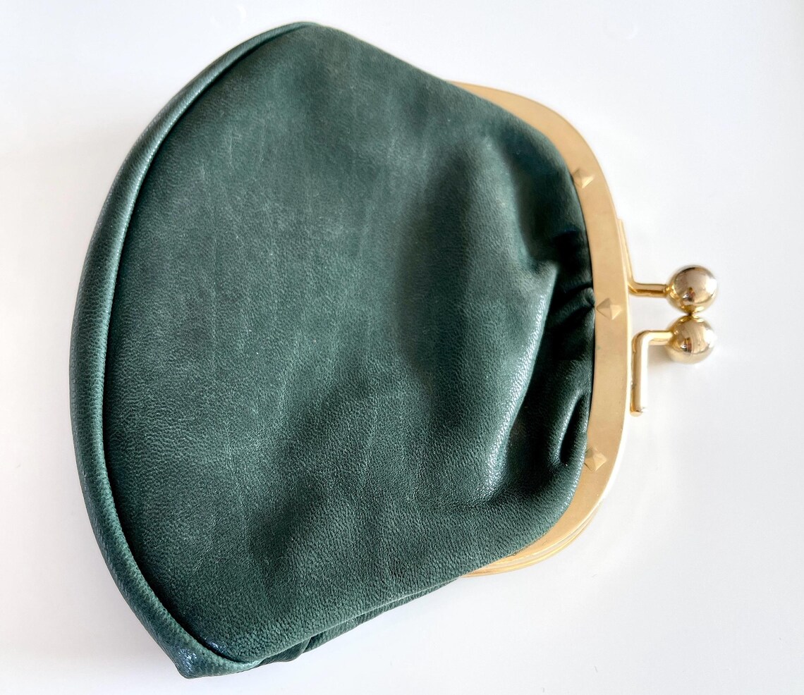 Coin Purse French Vintage Soft Bottle Green Leather Pouch Double ...