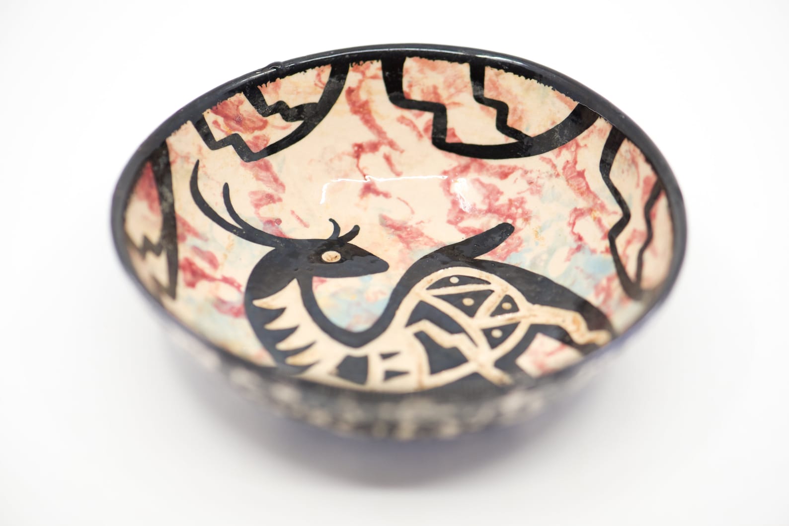 MANA Pottery Bowl Apache Arizona Handcrafted Deer Design Forest ...