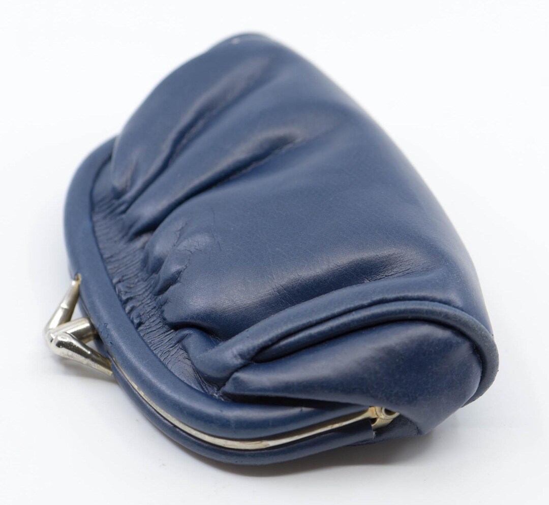 Dark Blue Soft Slouchy Soft Coin Purse Silver Tone Metal Clasp French ...