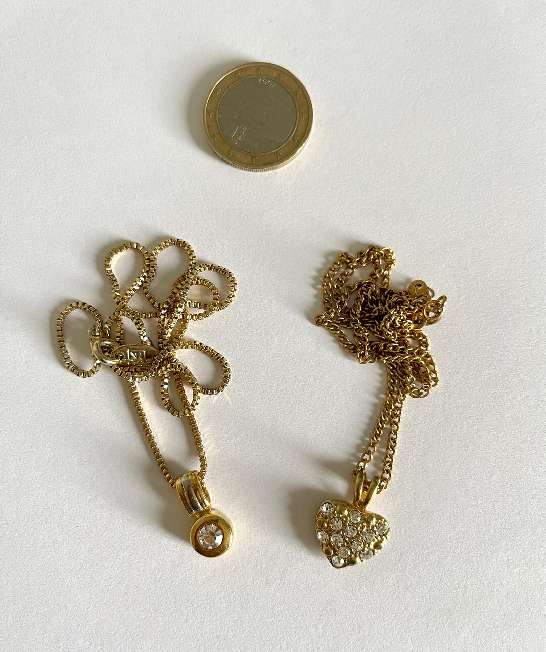 Pendant Necklaces Heart Strass Motif Circle With Crystal Centre French ...