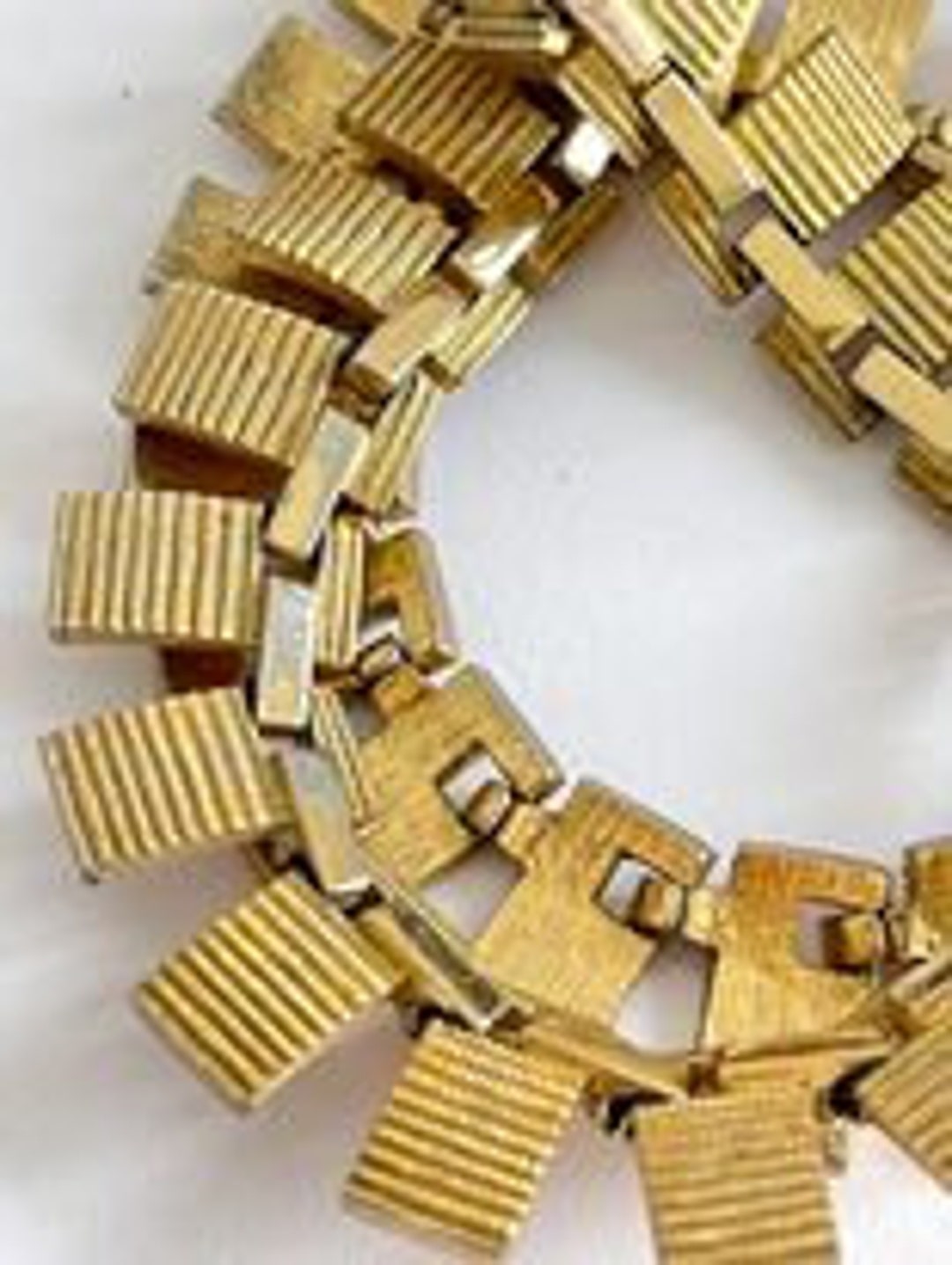 Necklace Square Link French Vintage Jewellery Polished Textured Gold ...