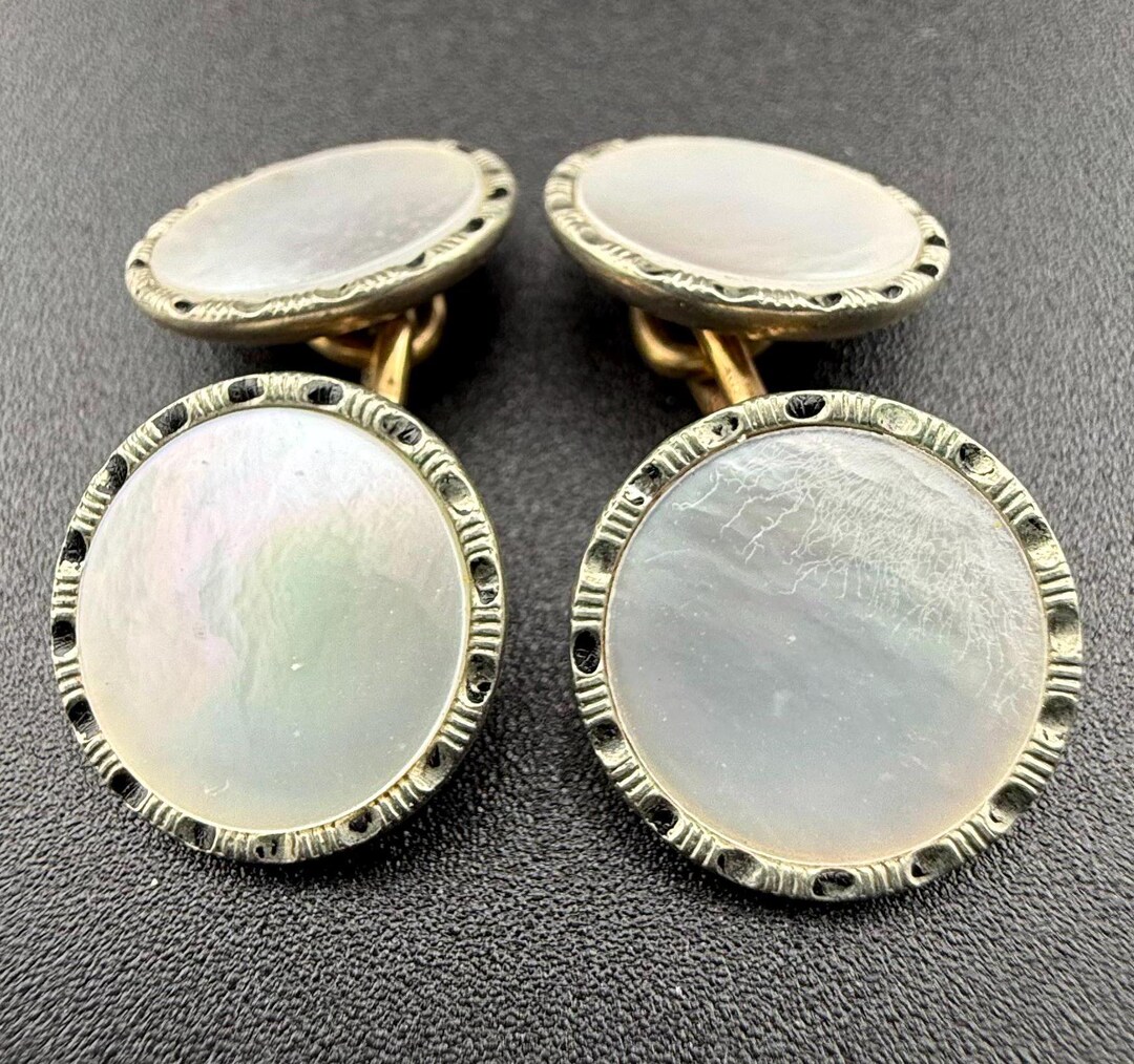 Cufflinks Mother of Pearl German Vintage KREMENTZ Gold Plated Round MOP ...