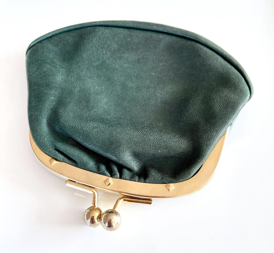 Coin Purse French Vintage Soft Bottle Green Leather Pouch Double ...