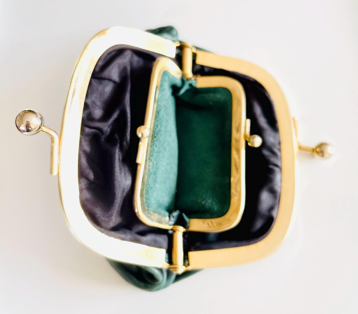 Coin Purse French Vintage Soft Bottle Green Leather Pouch Double ...